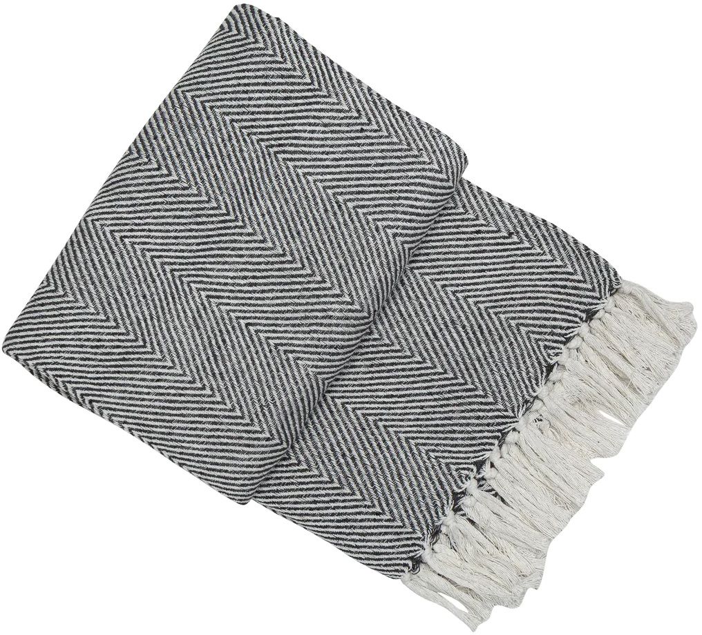 Recycled Chevron Throw 130x180-Slate - Throws - Barbours