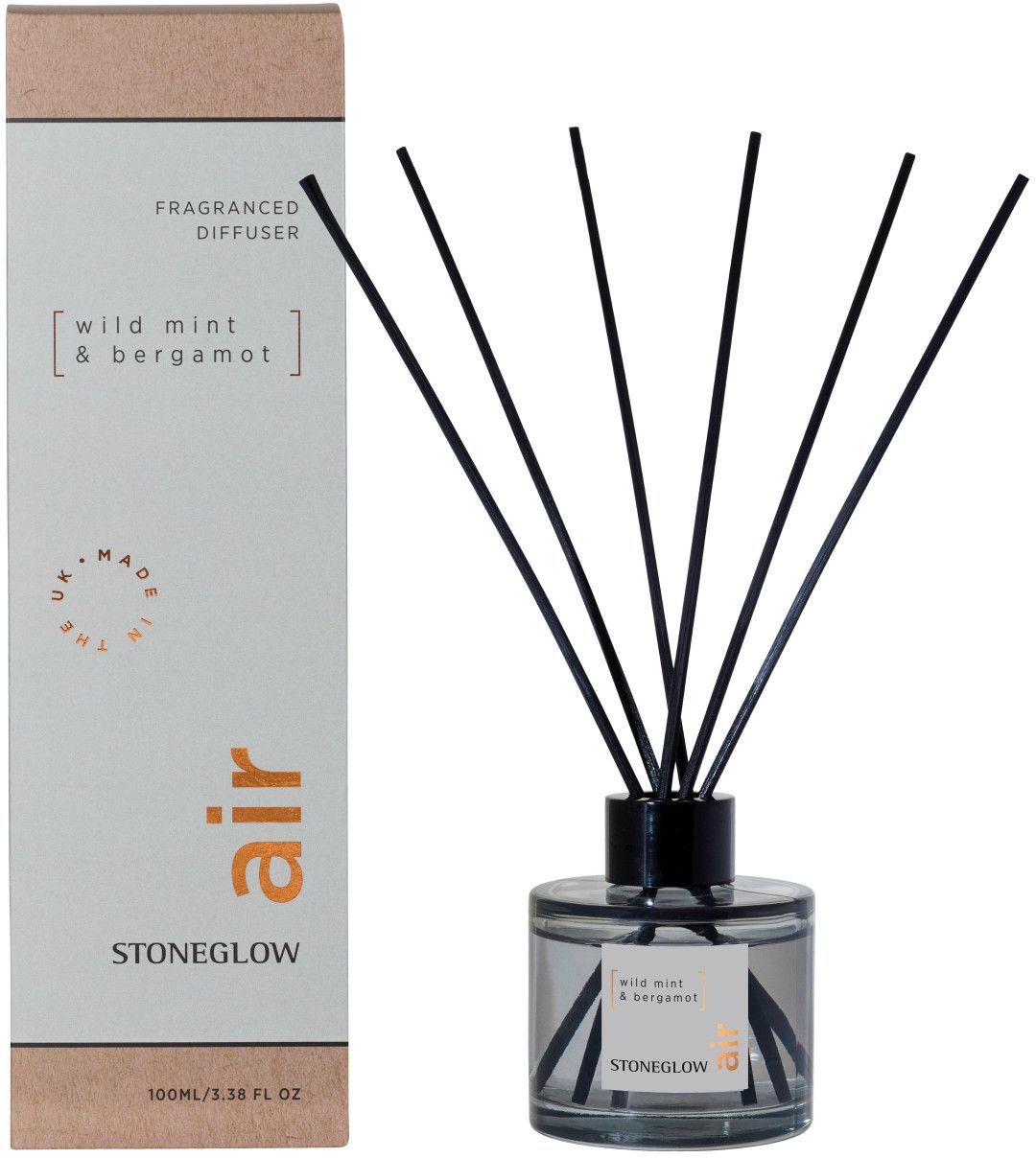 Stoneglow Elements Air- Mild Mint & Bergamot Reed Diffuser 100ml - Diffusers & Room Fragrance ...
