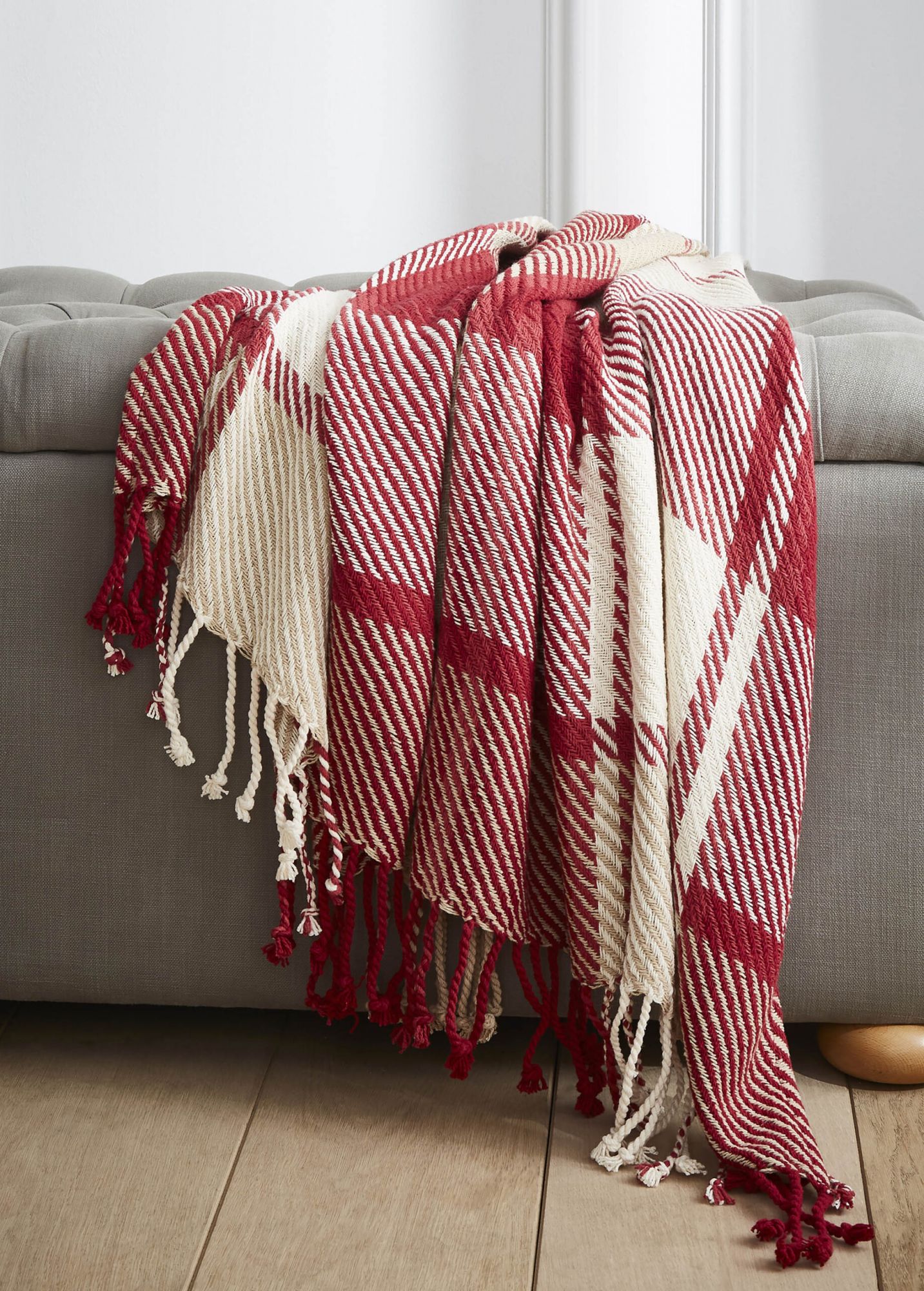 Laura Ashley Dylan Cranberry Red Throw 150 x 200cm - Throws - Barbours