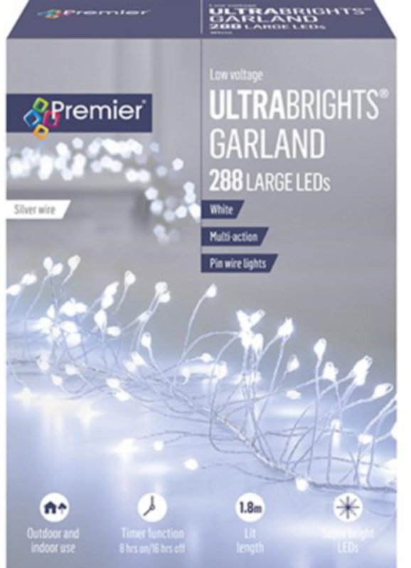 Silver Garland White Leds - Decorations - Barbours