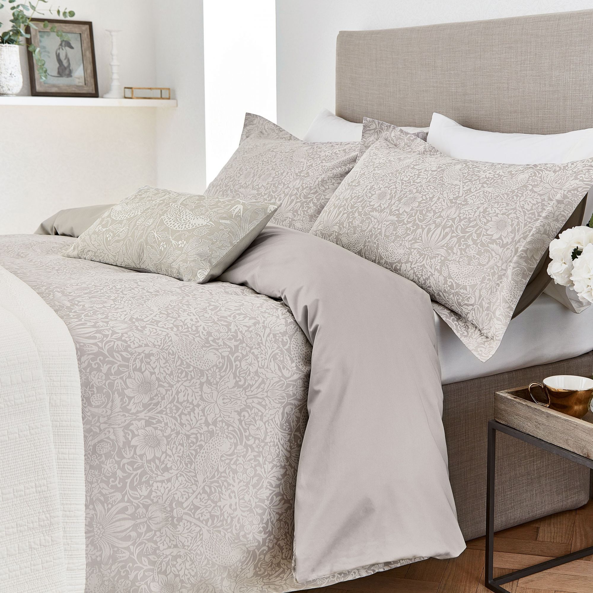 Bedeck Morris & Co Strawberry Thief Bedding Pebble - Duvet Covers ...