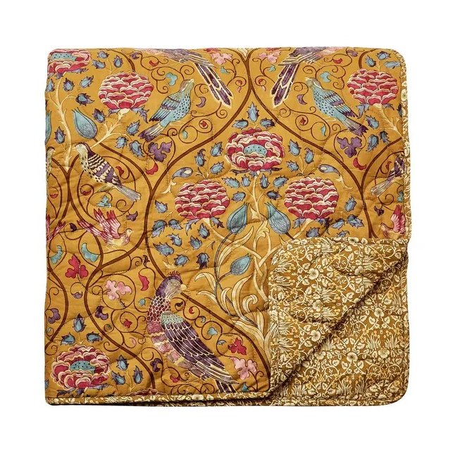 Morris & Co Seasons by May Saffron Quilted Throw - Throws - Barbours
