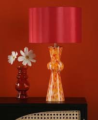 DAR Table Lamp Red/Orange Confetti - Lamps - Barbours
