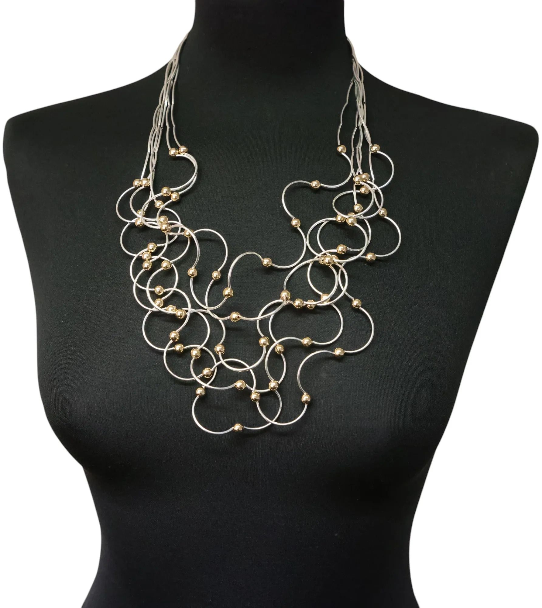 Jess & Lou Statement Wire Choker Necklace With Bead Decoration ...