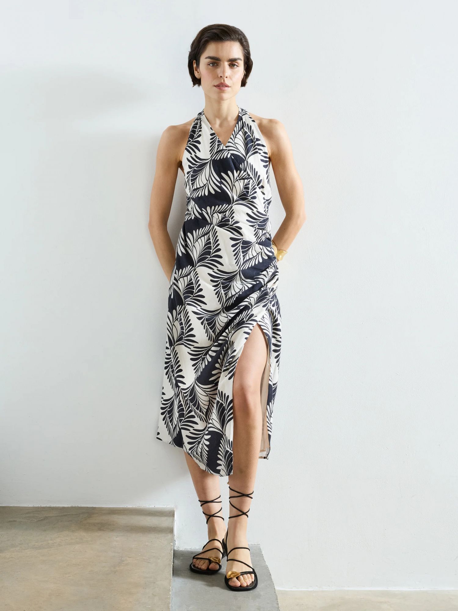 French Connection Ariette Linen Blend Crossover Midi Dress - Dresses ...